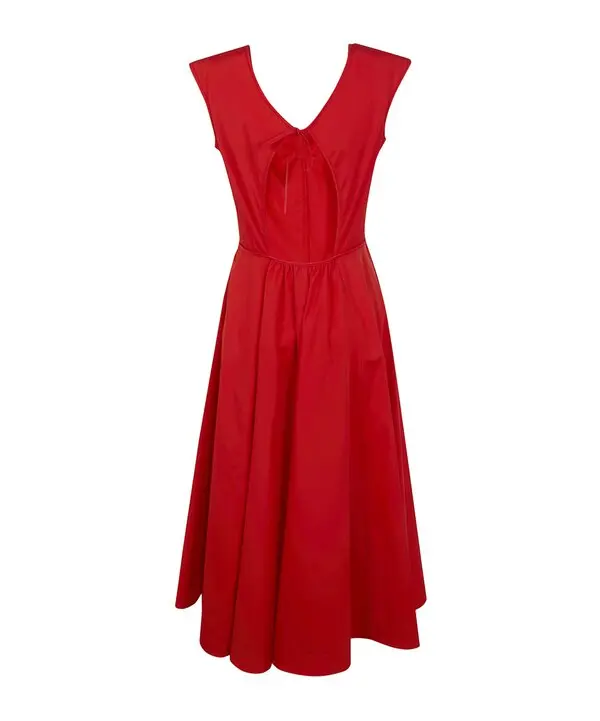 Aspesi Open Back Dress With V-neck And Tie-up Detail - Red