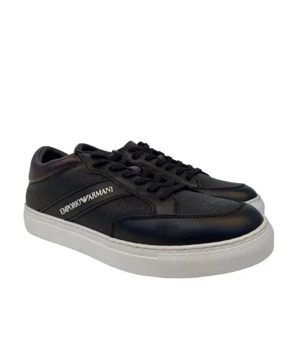 Emporio Armani Logo Detail Lace-up Sneakers - Black