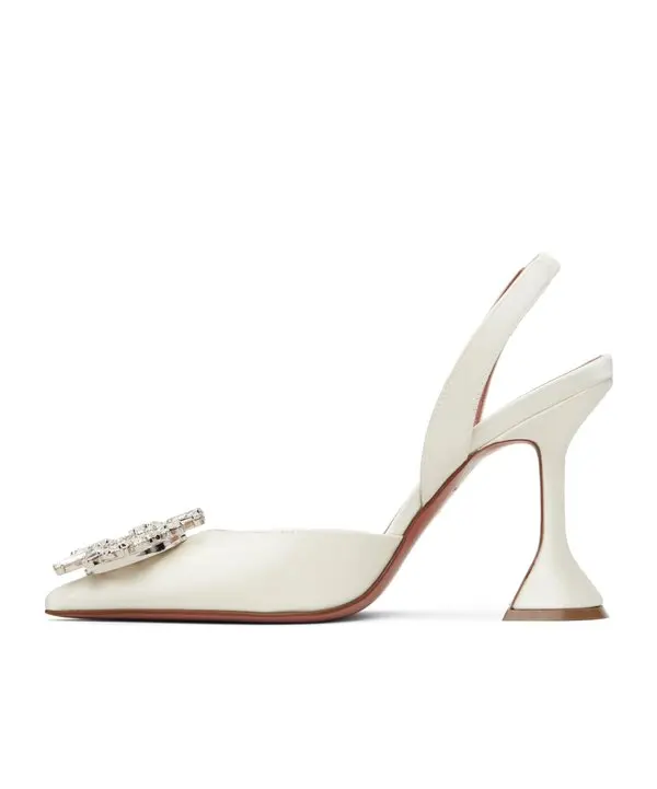 Amina Muaddi Begum Sling 95 Pointed Toe High-heeled Sandals - Ivory