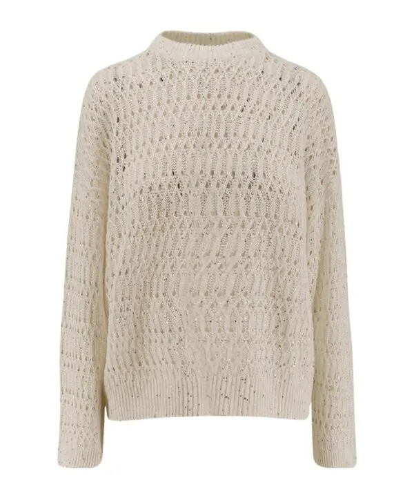 Brunello Cucinelli Crochet Crewneck Jumper - Beige