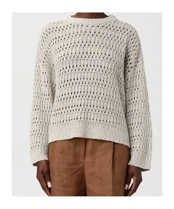 Brunello Cucinelli Crochet Crewneck Jumper - White