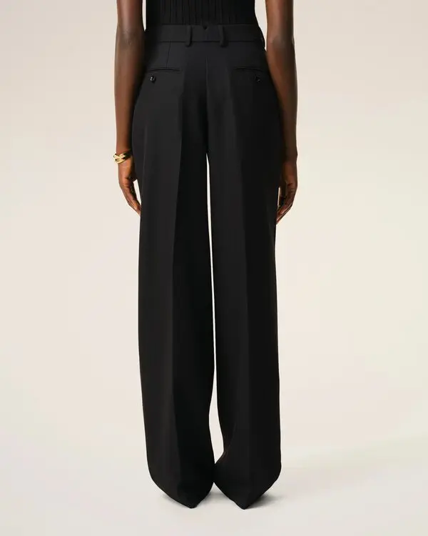 Ami Pleated Wide-leg Trousers - Black