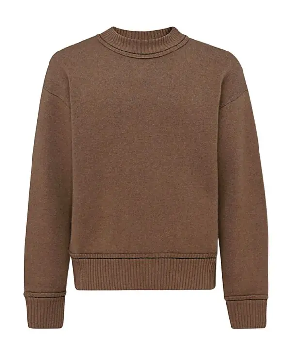Sacai Crew Neck Logo Plaque Jumper - Brown