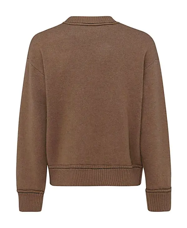 Sacai Crew Neck Logo Plaque Jumper - Brown