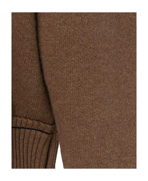 Sacai Crew Neck Logo Plaque Jumper - Brown