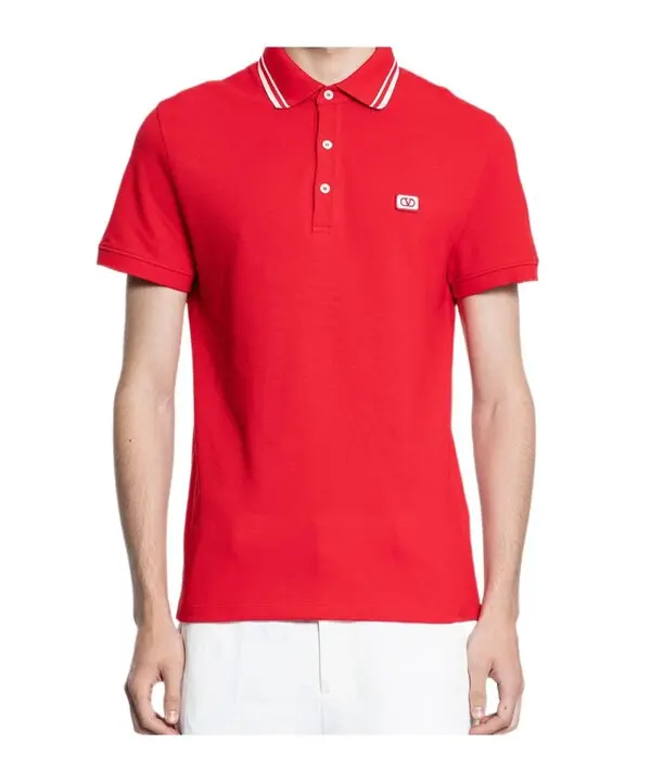 Valentino Garavani Logo Plaque Short-sleeved Polo Shirt - Red
