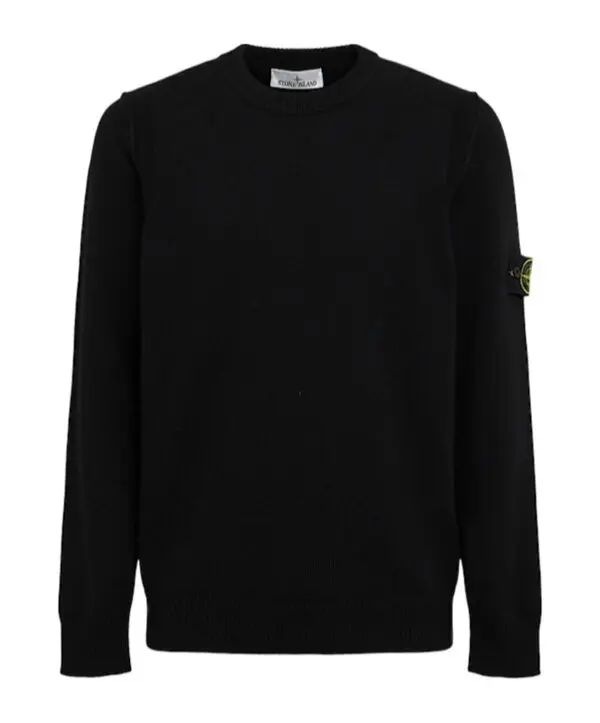 Stone Island Wool Blend Crewneck Sweater - Black