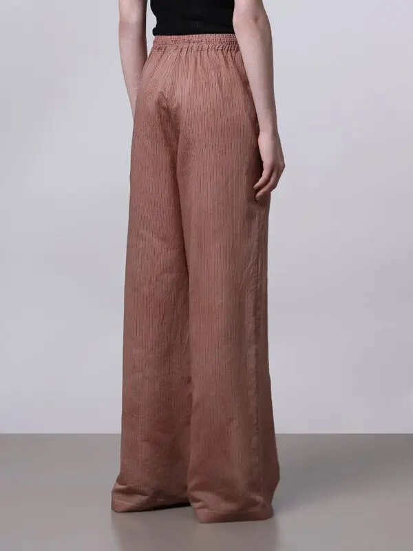 ROBERTO COLLINA Wide Leg Trousers With Drawstring Waist - Brown