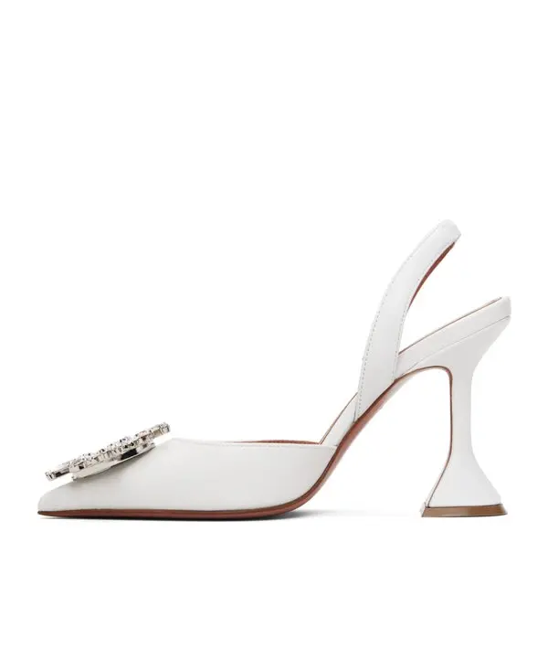 Amina Muaddi Begum Sling 95 Pointed-toe High-heeled Sandals - White