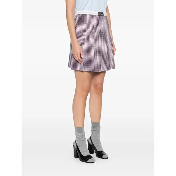 Marni Check Pattern Pleated Skirt - Gray