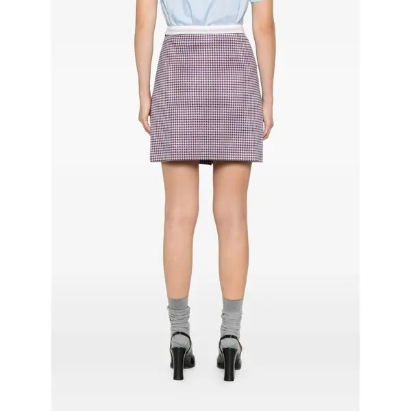 Marni Check Pattern Pleated Skirt - Gray