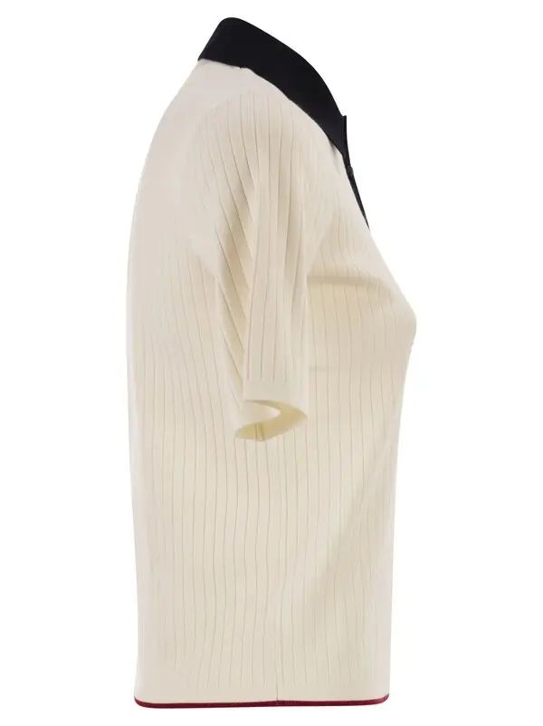 Max Mara Ribbed-knit Polo Top