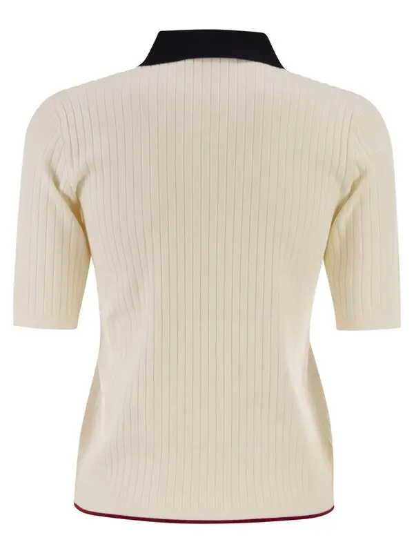 Max Mara Ribbed-knit Polo Top