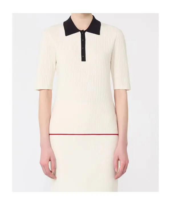 Max Mara Ribbed-knit Polo Top