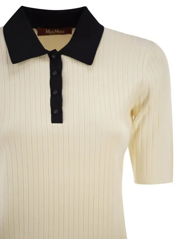 Max Mara Ribbed-knit Polo Top