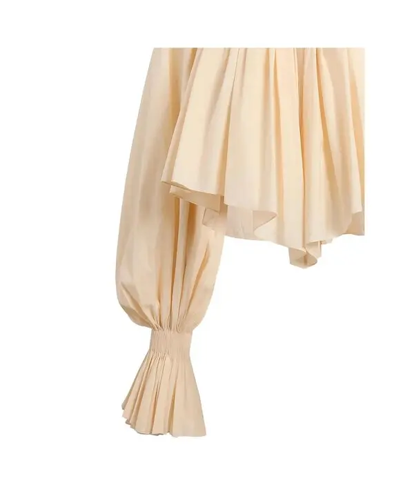 Khaite Durer Smocked Puff-sleeve Top - Cream