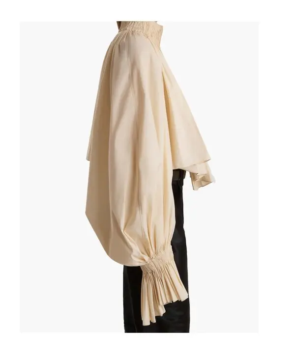 Khaite Durer Smocked Puff-sleeve Top - Cream