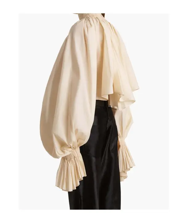 Khaite Durer Smocked Puff-sleeve Top - Cream