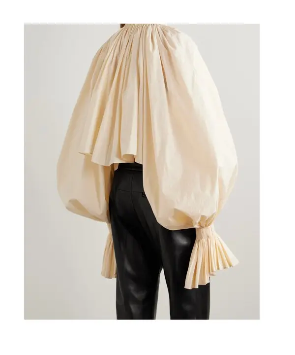 Khaite Durer Smocked Puff-sleeve Top - Cream