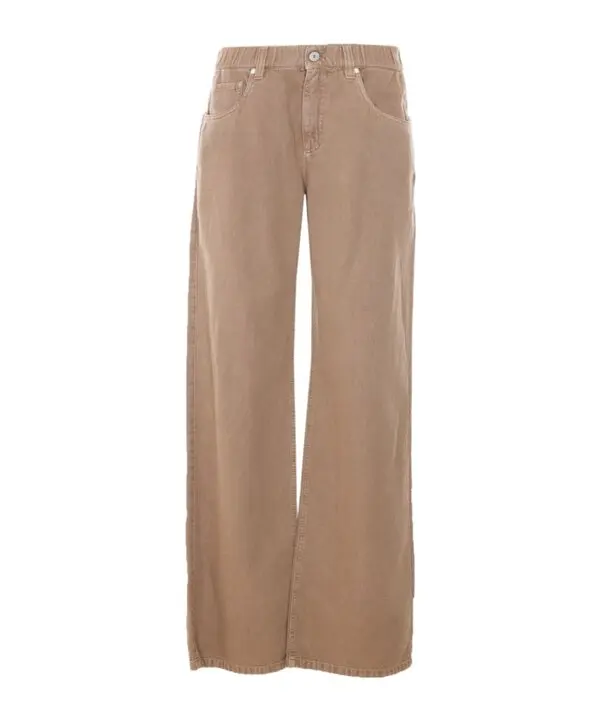Brunello Cucinelli Garment-dyed Wide-leg Trousers - Light Brown