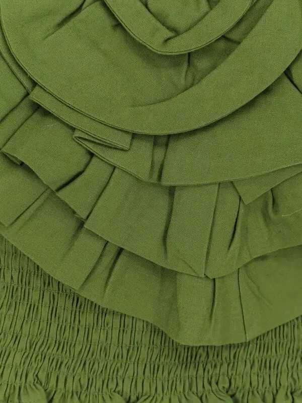 Farm Rio Ruffled One-shoulder Top With Floral Appliqu
