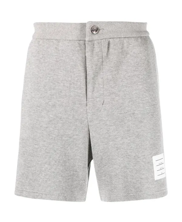 Thom Browne Cotton Jersey Lounge Shorts With Signature Stripes - Gray