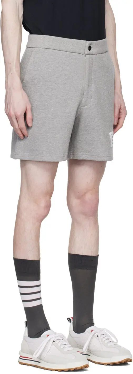 Thom Browne Cotton Jersey Lounge Shorts With Signature Stripes - Gray