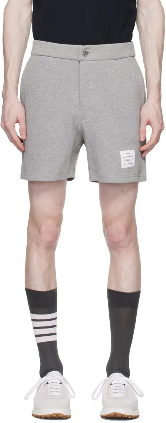 Thom Browne Cotton Jersey Lounge Shorts With Signature Stripes - Gray