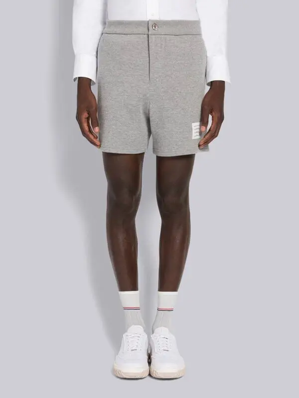 Thom Browne Cotton Jersey Lounge Shorts With Signature Stripes - Gray
