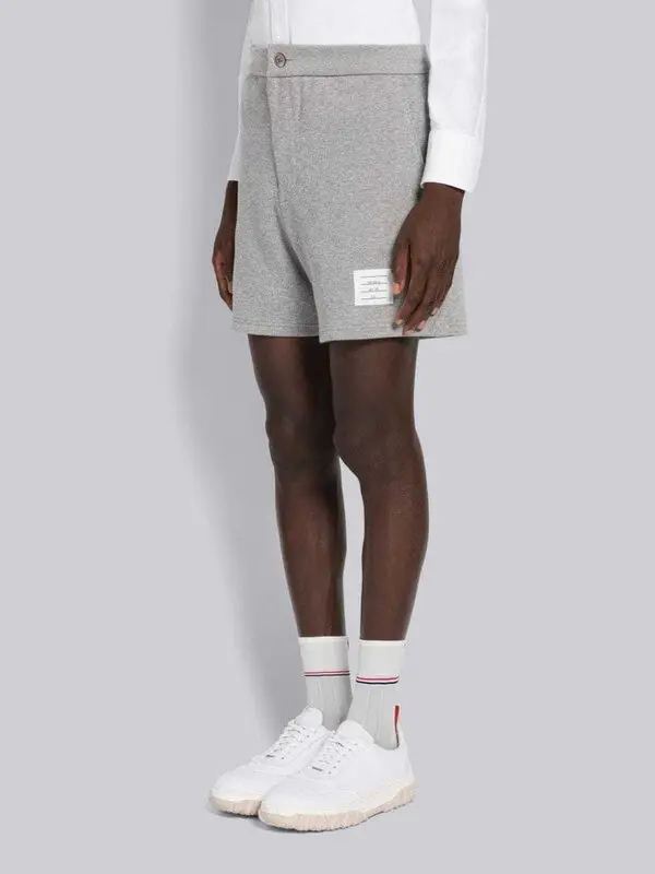 Thom Browne Cotton Jersey Lounge Shorts With Signature Stripes - Gray