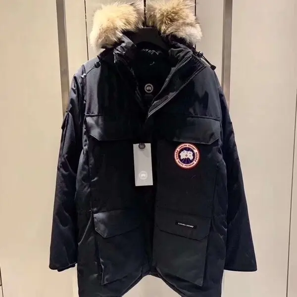 Canada Goose Expedition Parka Down Jacket With Fur Collar - Dark Blue