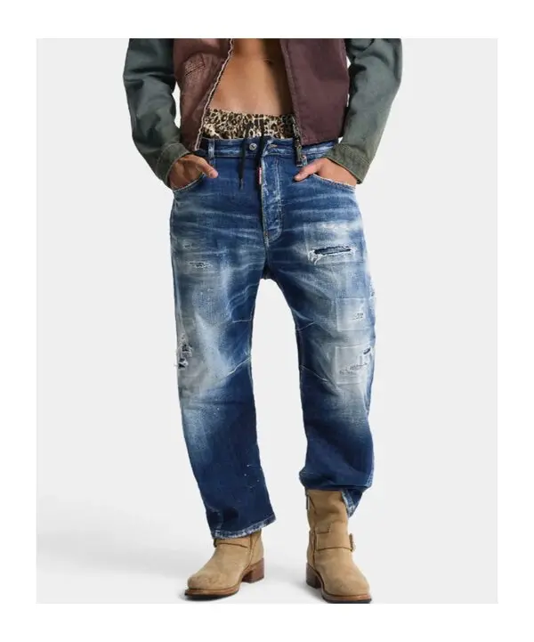 Dsquared2 Distressed Stretch Cotton Denim Jeans