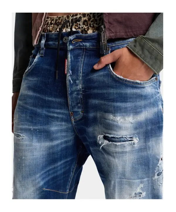 Dsquared2 Distressed Stretch Cotton Denim Jeans