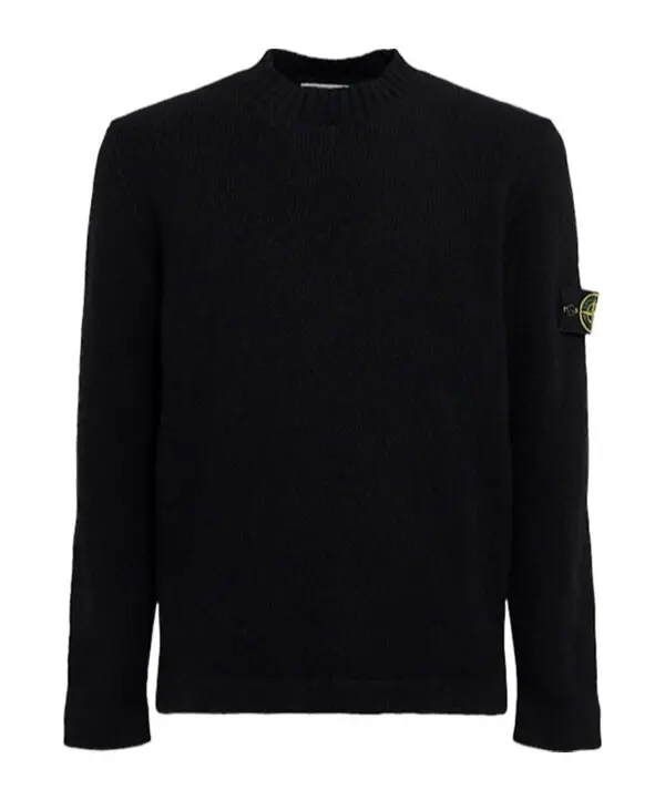 Stone Island Wool Blend Crewneck Sweater - Black