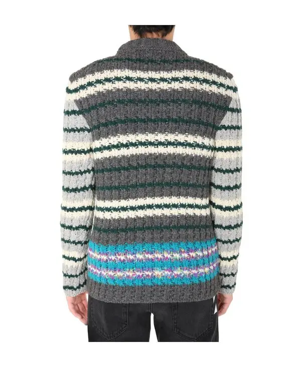 Off-White Horizontal Stripe Ribbed Jumper