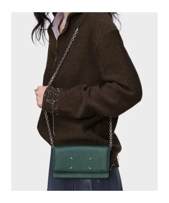 MAISON MARGIELA Chain Strap Leather Wallet - Green