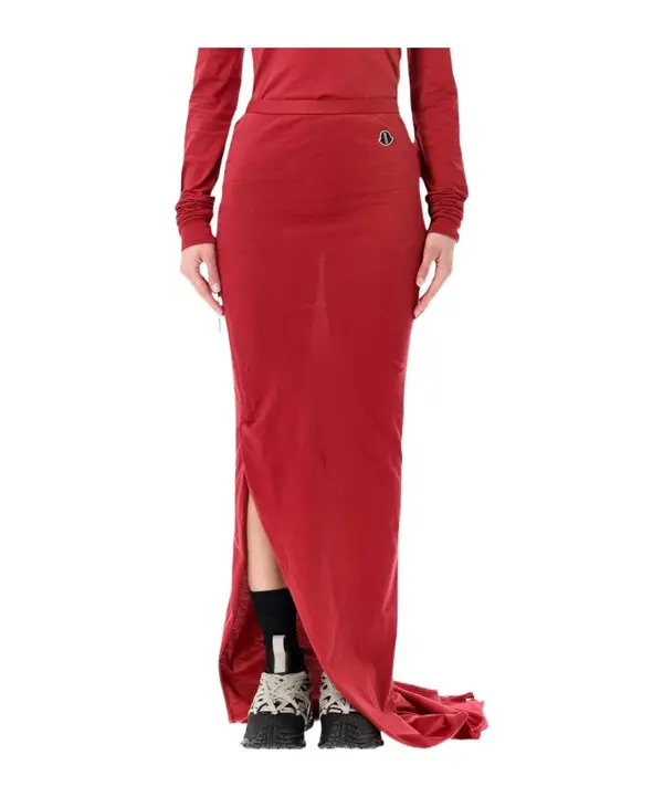 Moncler Drawstring Ruched Maxi Skirt - Red