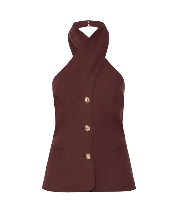 Marella Criss-cross Gilet - Brown