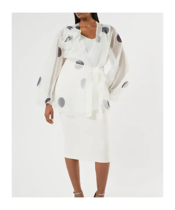 Marina Rinaldi Silk Organza Tunic With Bejewelled Details