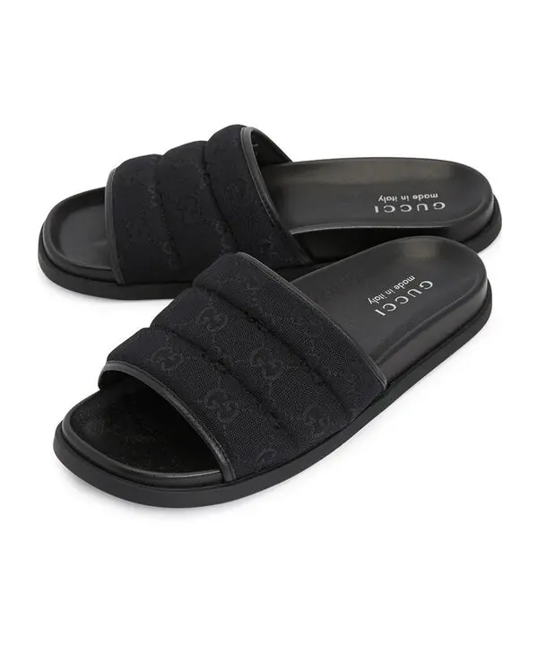 Gucci Padded Gg Sandals - Black