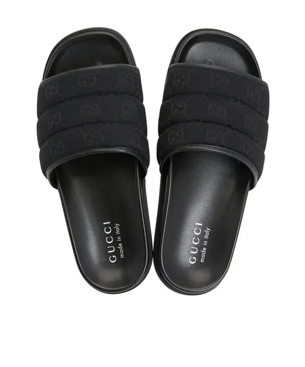 Gucci Padded Gg Sandals - Black
