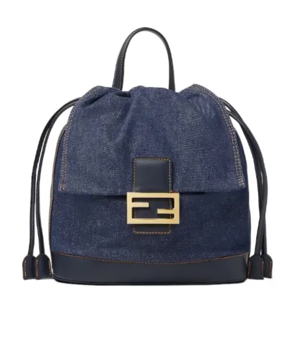 Fendi Ff Buckle Denim Backpack
