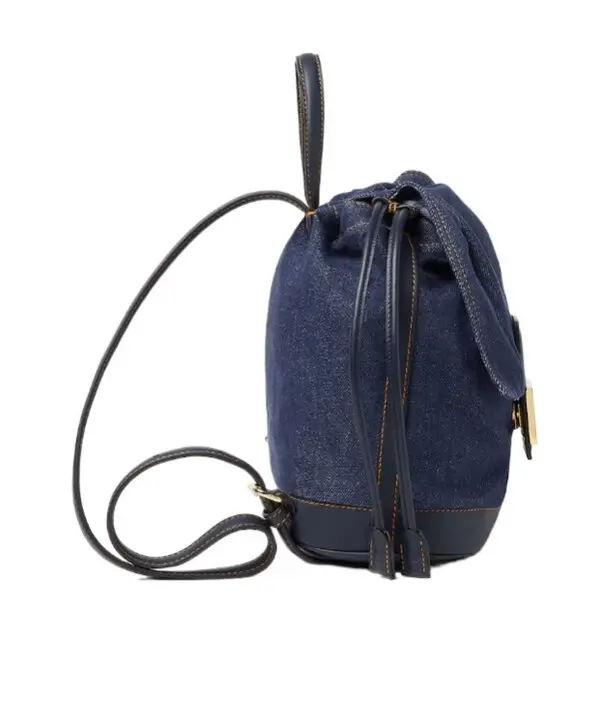 Fendi Ff Buckle Denim Backpack