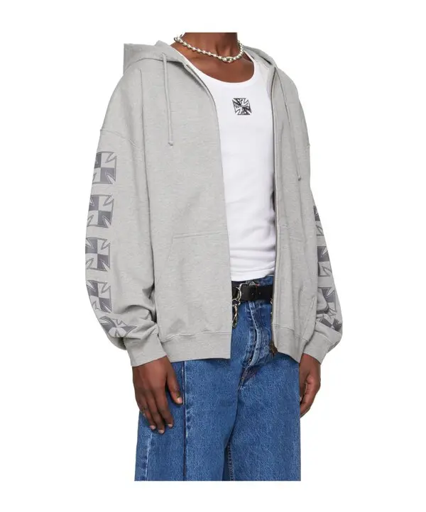 Vetements Logo Zip-up Hoodie - Grey