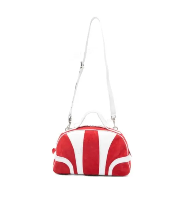 Dries Van Noten Striped Suede Shoulder Bag - Red