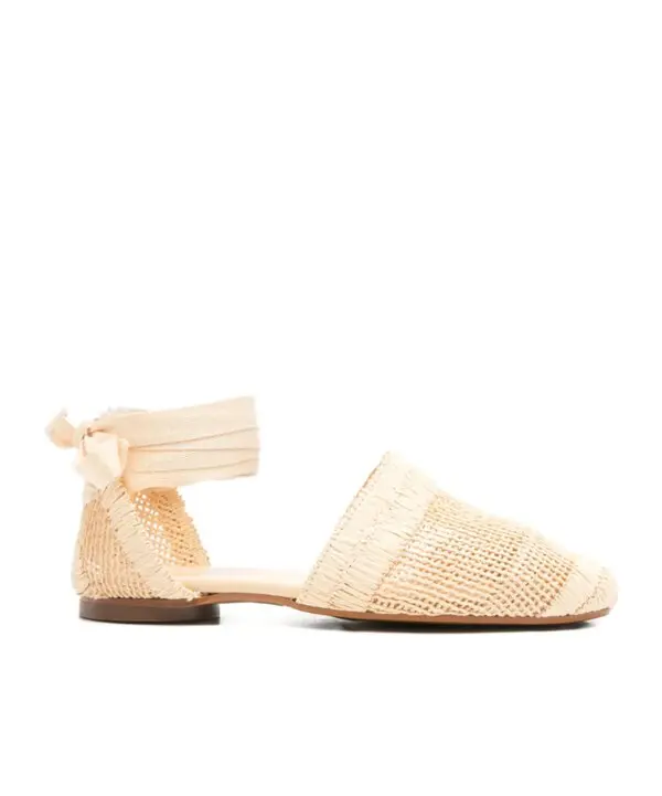 CastaÑer Round-toed Raffia Espadrille Sandals - Nude