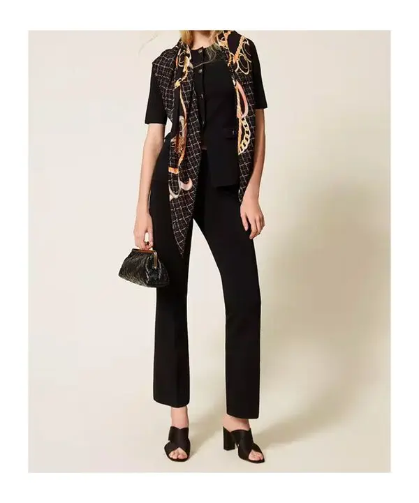TWINSET Flared Knit Trousers With Drawstring Waistband