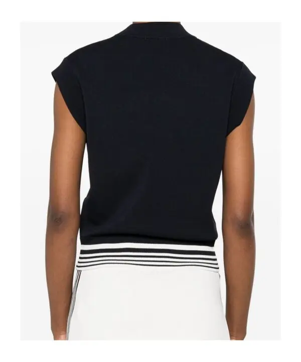 AUTRY Sleeveless Crewneck Knit Top With Striped Hem