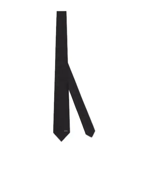 Gucci Horsebit Silk Jacquard Neck Tie - Black
