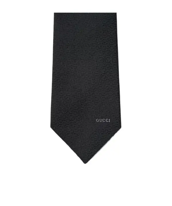 Gucci Horsebit Jacquard Neck Tie - Black